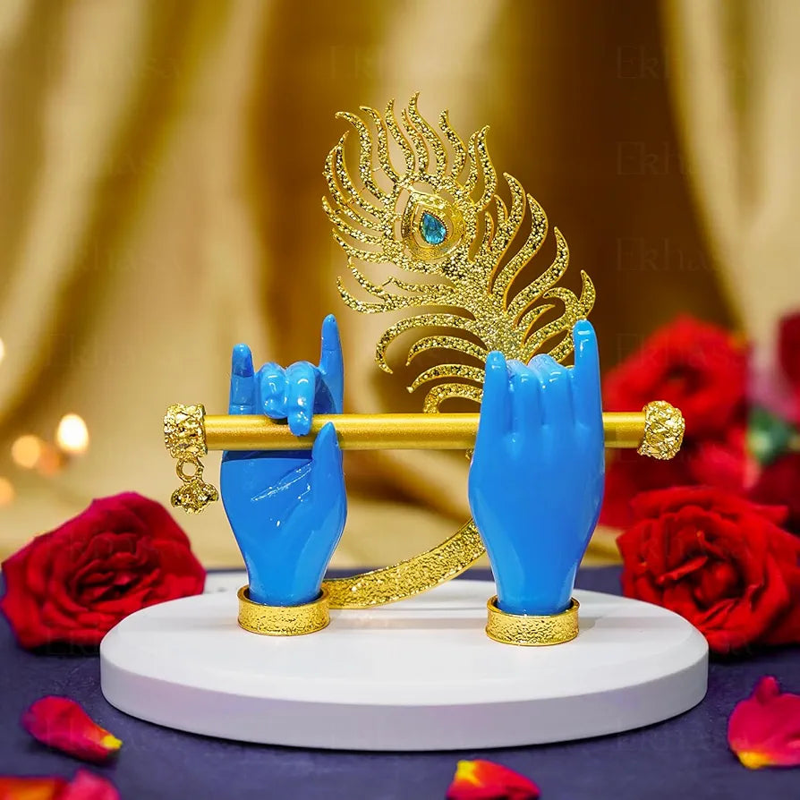 Ekhasa Lord Krishna Hands with Flute Idol Blue Krishna Hands - Swadesi