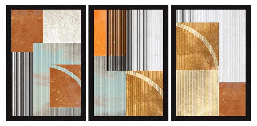 ArtX Paper Abstract Wall Painting For Living Room Set Of 3 - Swadesi