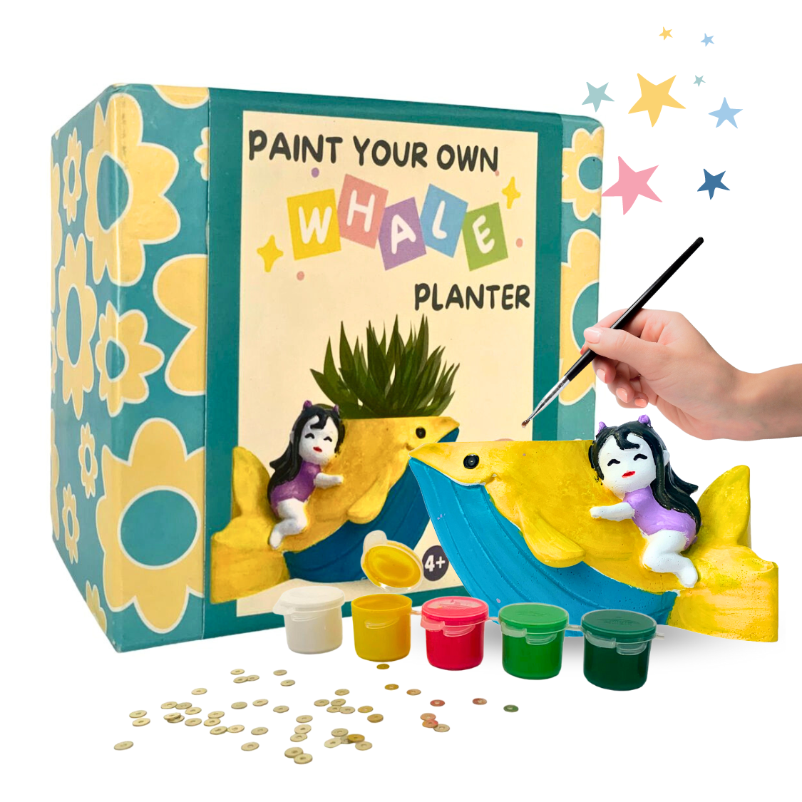 The Brainy Bear Store Paint Your Own Planter - Whale - Swadesi