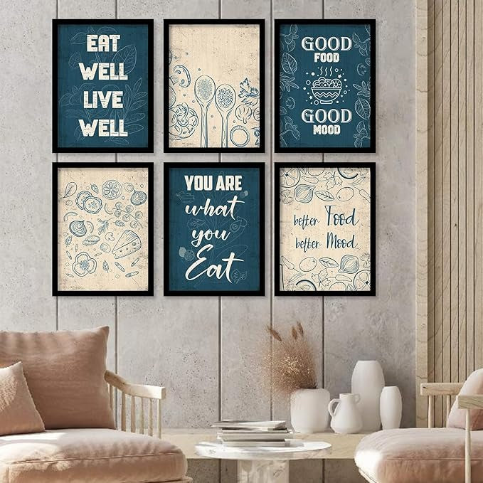 Kotart Eat Well Live Well Restaurant Quotes Posters with Frame for Kit ...